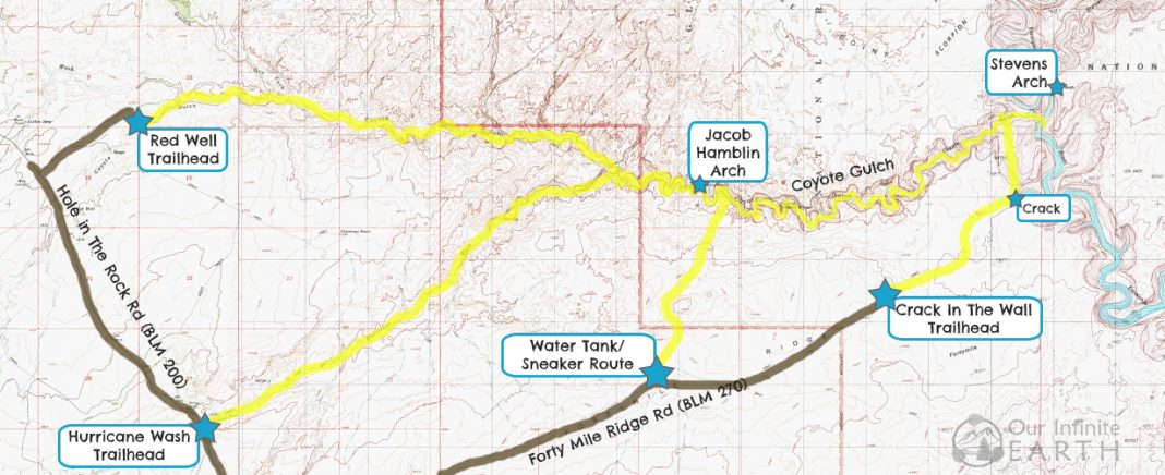 Coyote Gulch: Guide to Hiking & Backpacking (Jacob Hamblin Arch Map ...